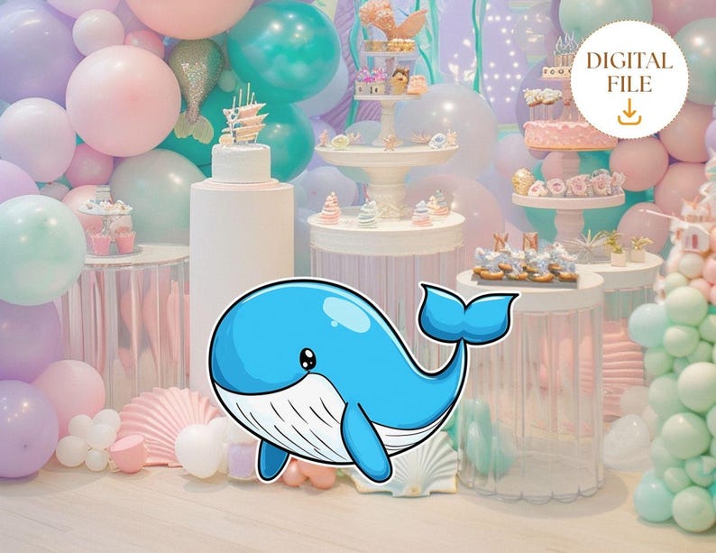 Under the Sea Big Decor Cutout, Whale Cutout, Ocean Themed Birthday ...