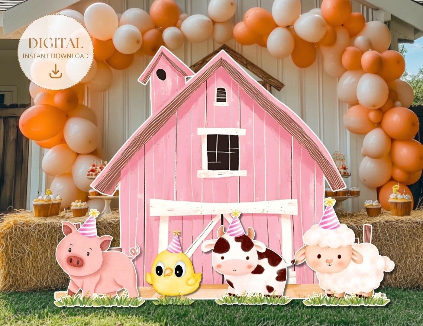 BIG DECOR FARM Birthday Cutout Bundle, Farm Barnyard Birthday Animals ...