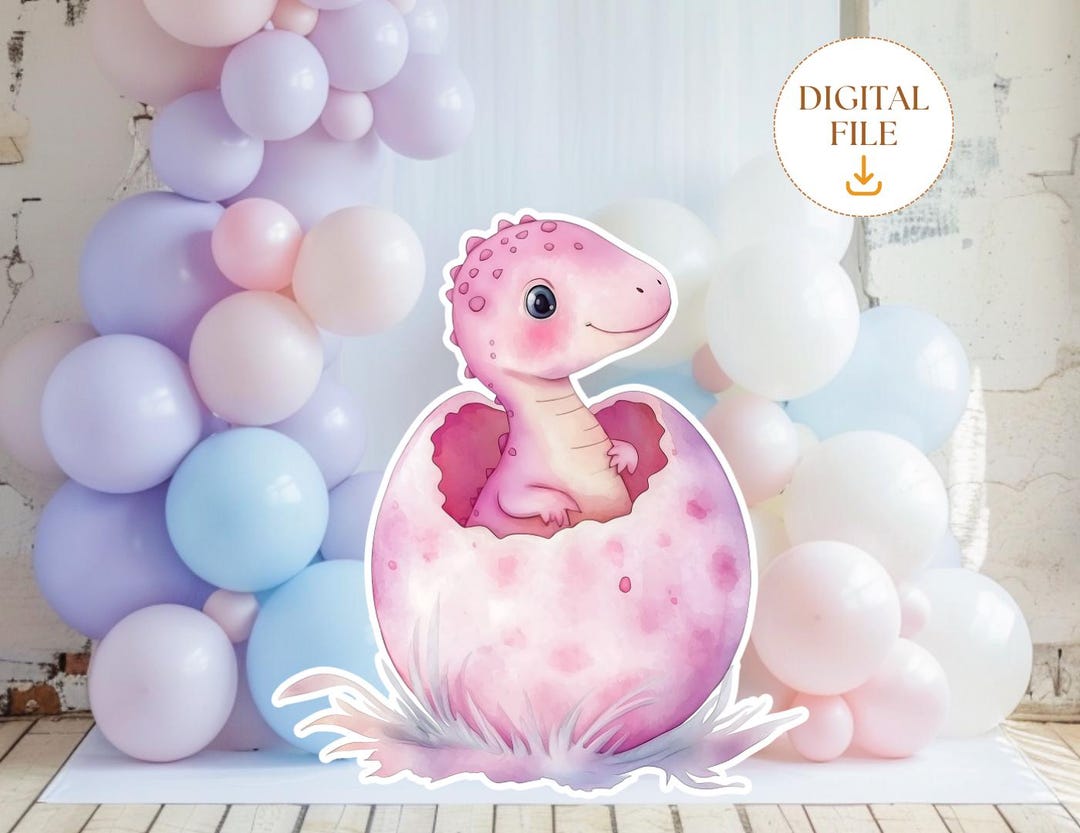 Baby Dinosaur Cutout Decor, Pink Baby Dinosaur Jurassic Theme ...