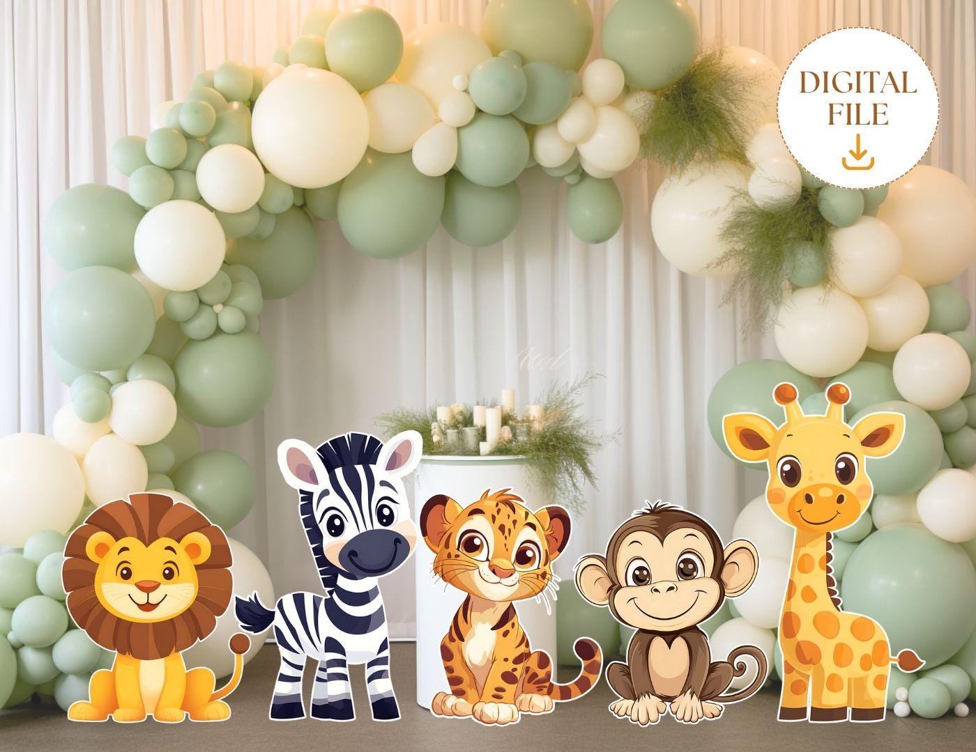 Safari Animals Big Decor Cutout Bundle, Jungle Animal Birthday Decor ...