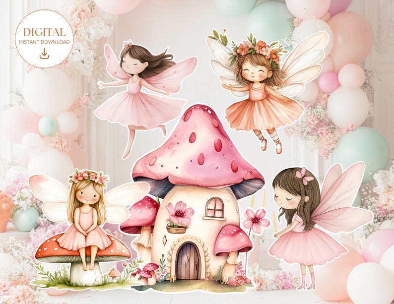 Fairy Big Decor Cutout Bundle, Birthday Fairy Party Decoration ...