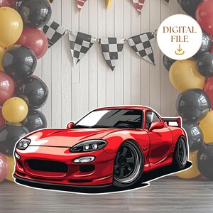 Race Car Birthday Cutouts, Racing Theme Party Decor, Red Car Stand up ...