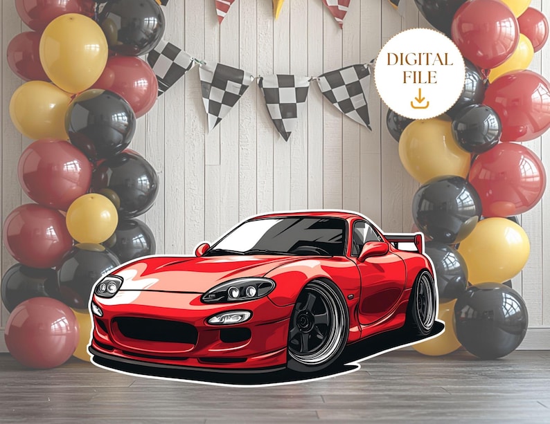 Race Car Birthday Cutouts, Racing Theme Party Decor, Red Car Stand up ...