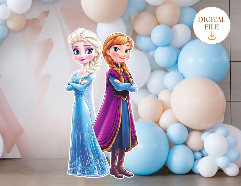 Elsa and Anna Cutout, Frozen Cut Out, Frozen Birthday Decor, Frozen ...