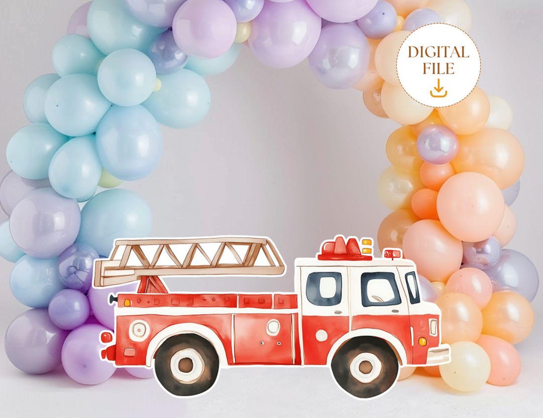 Fire Truck Cutout, Firefighter Party Decor, Fire Truck Theme Standee ...