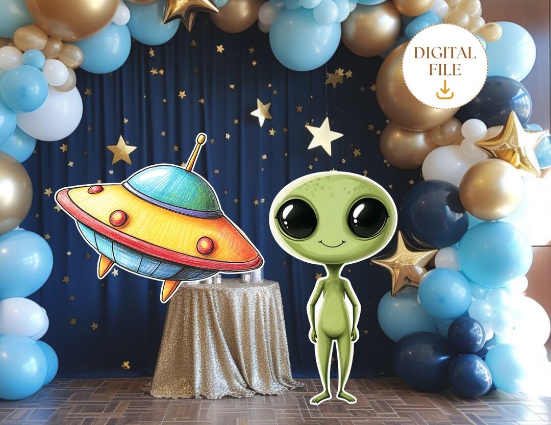 Space Party Decoration, Alien Spaceship Cutout, Printable Space Party ...