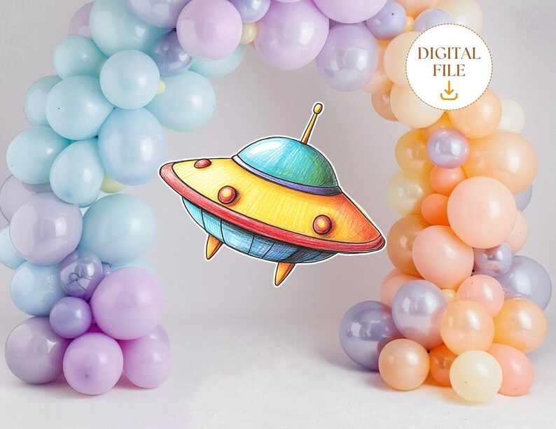 Spaceship Cutout, Printable Rocket Ship Party Decor, Outer Space Theme ...