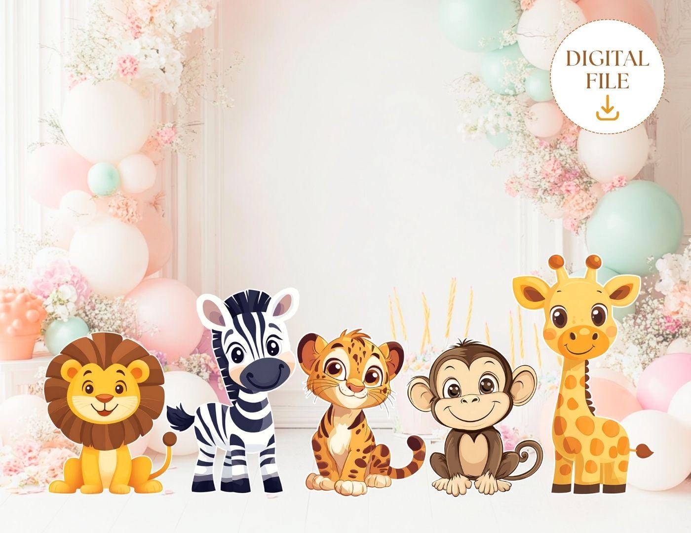 Safari Animals Big Decor Cutout Bundle, Jungle Animal Birthday Decor ...