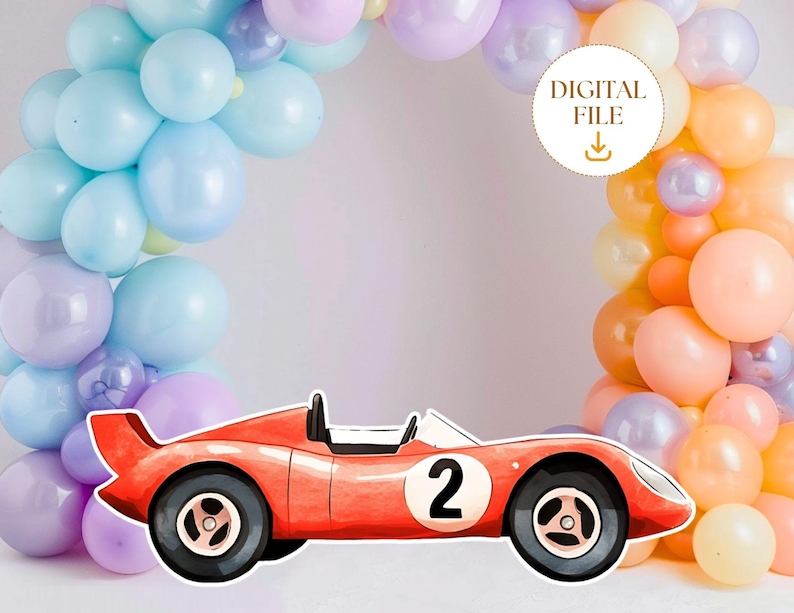 Race Car Cutout, Racing Birthday Decor, Race Theme Party Prop, Vintage ...