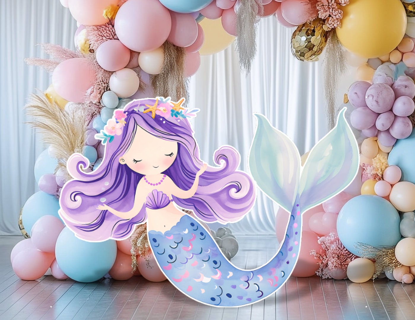 Mermaid Big Decor Cutout, Mermaid Cutout Decor, Birthday Mermaid Under ...