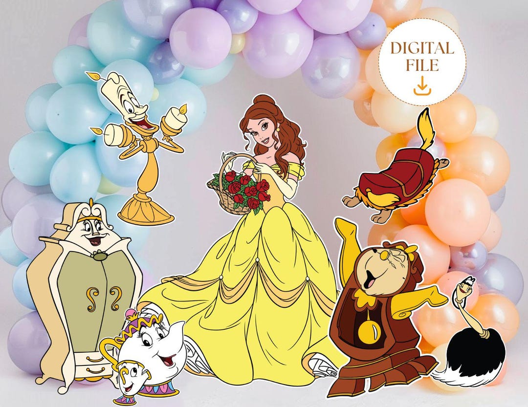 Beauty and the Beast Cutout Bundle, Princess Belle Party Decoration ...