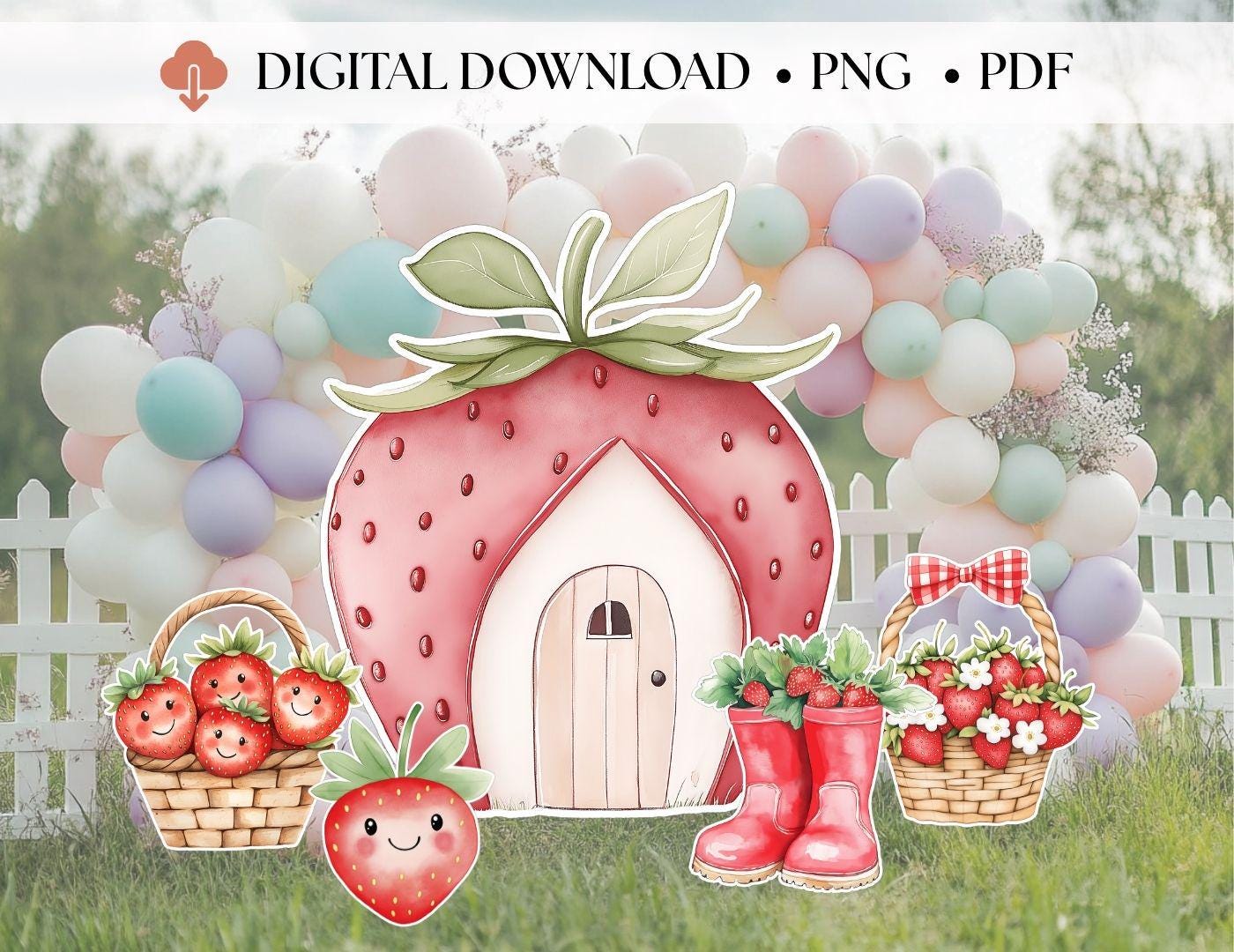 Strawberry Cutout Decor Backdrop Berry First Birthday, Strawberry Theme ...