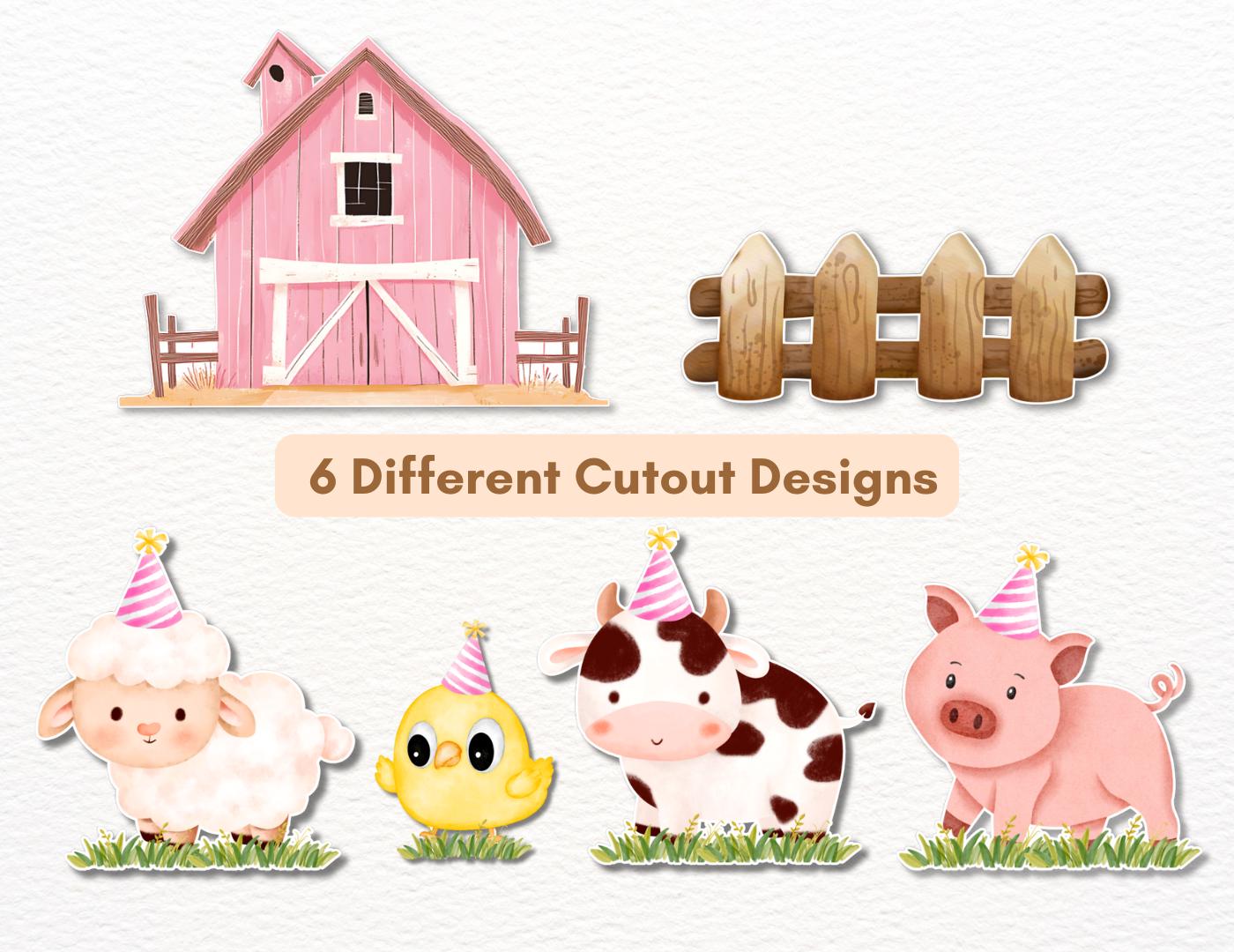 BIG DECOR FARM Birthday Cutout Bundle, Farm Barnyard Birthday Animals ...