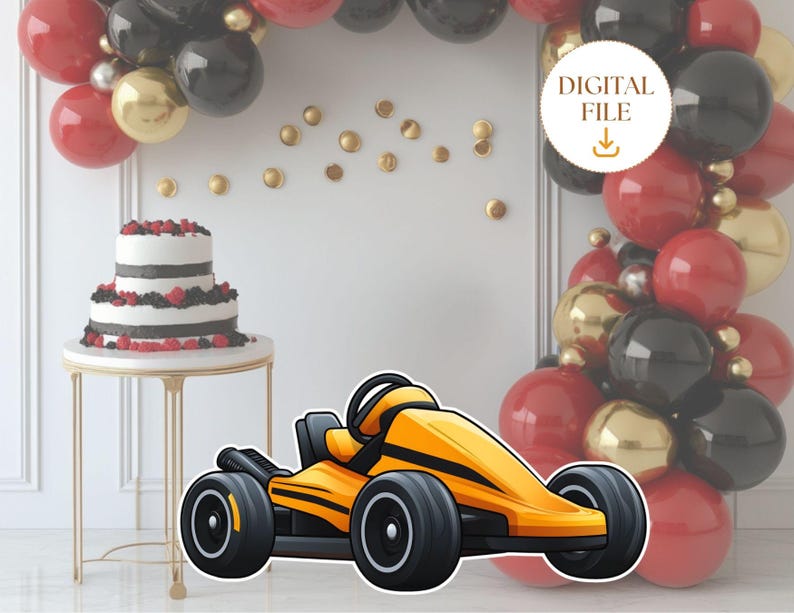 Race Car Cutout, Racing Birthday Decor, Race Theme Party Prop, Yellow ...