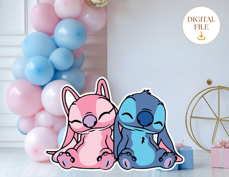 Stitch and Angel Cutout, Lilo and Stitch Big Decor, Party Decoration ...