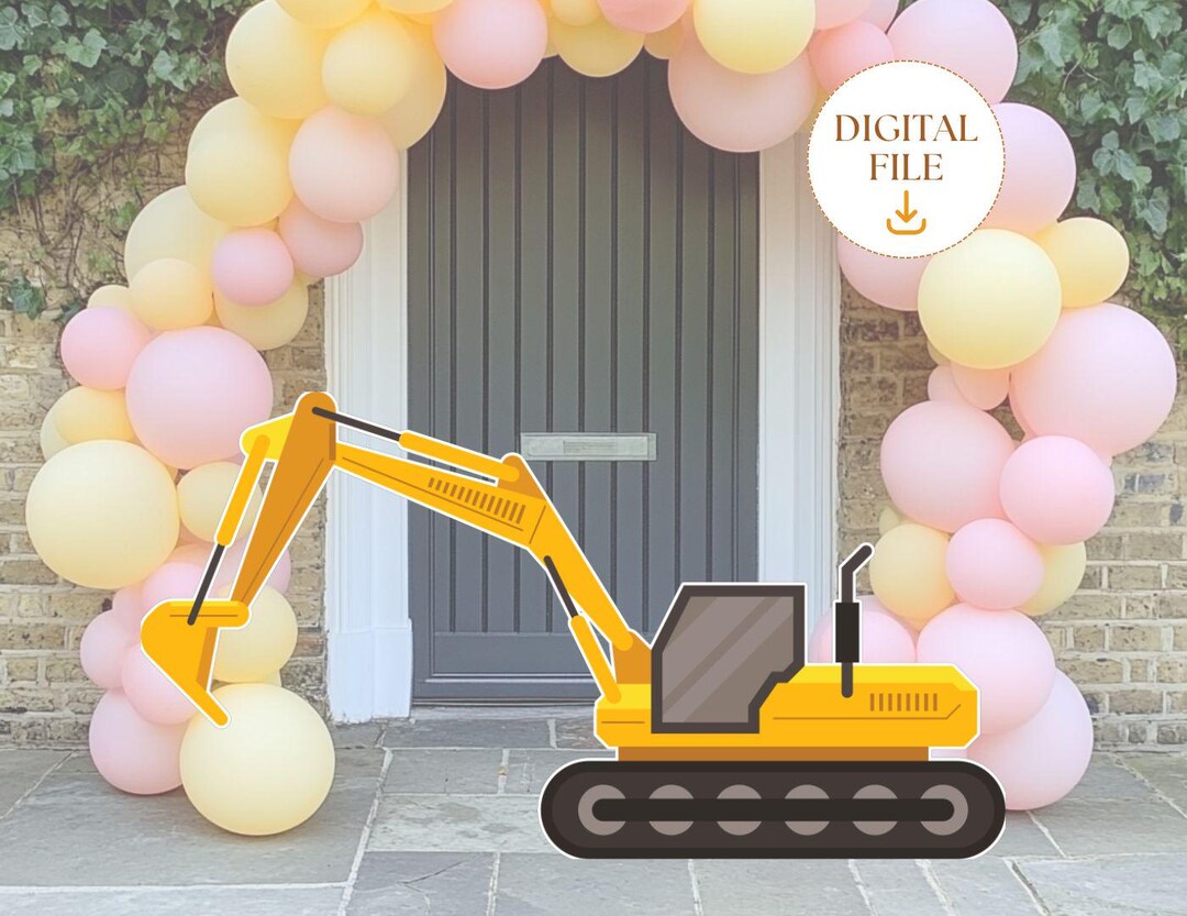 Construction Birthday Cutout Decor, Excavator Cutout, Construction ...