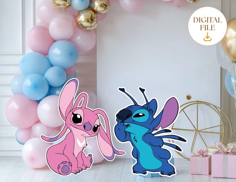 Stitch and Angel Cutout, Lilo and Stitch Big Decor, Stitch Party Theme ...