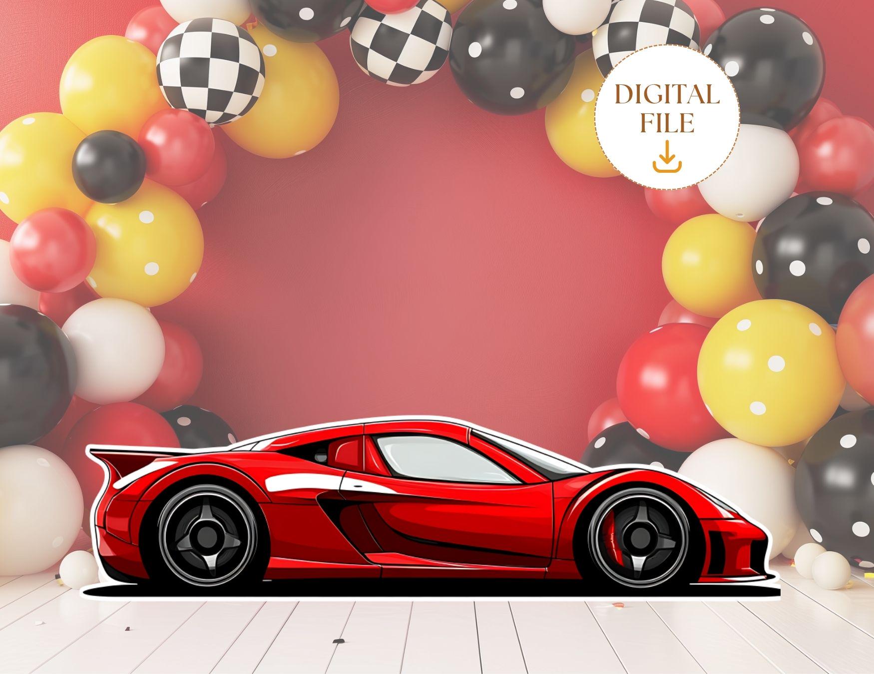 Race Car Birthday Cutout, Racing Theme Party Decor, Red Car Standee, Race Car Party Prop, Race ...