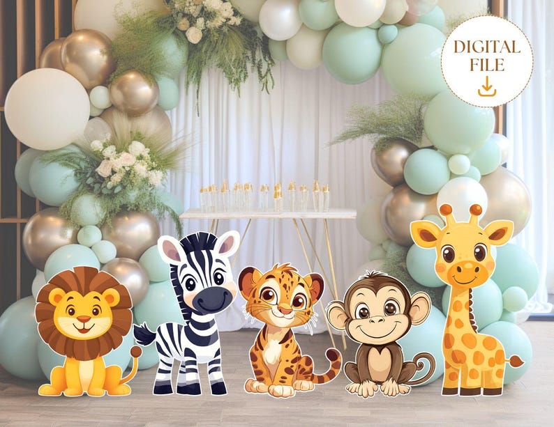 Safari Animals Big Decor Cutout Bundle, Jungle Animal Birthday Decor ...