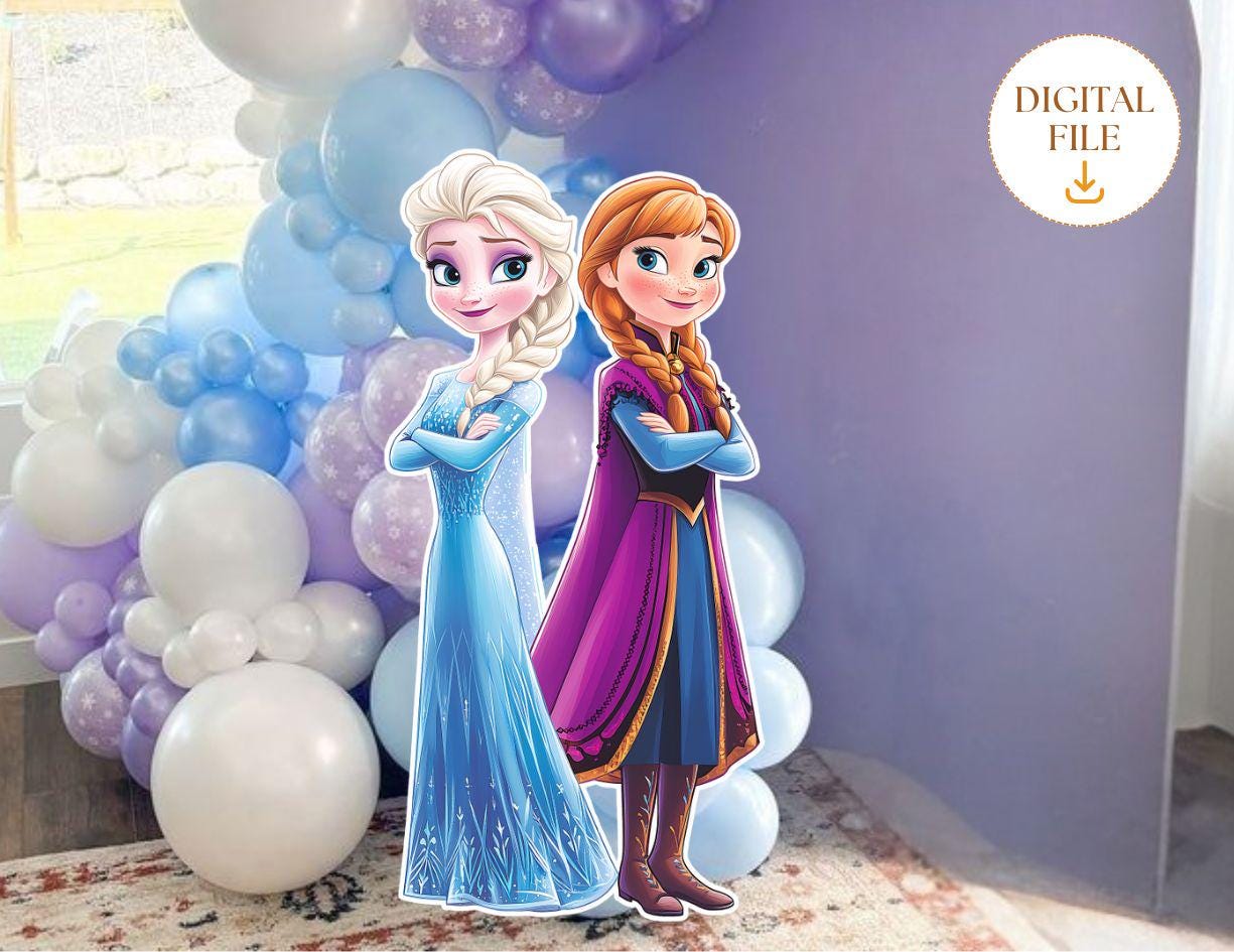Elsa and Anna Cutout, Frozen Cut Out, Frozen Birthday Decor, Frozen ...