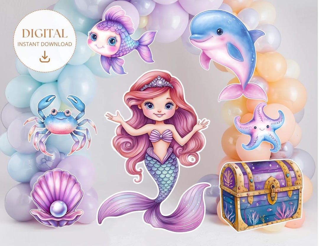 Under the Sea Cutout Bundle, Mermaid Birthday Party Magical Sea Party ...