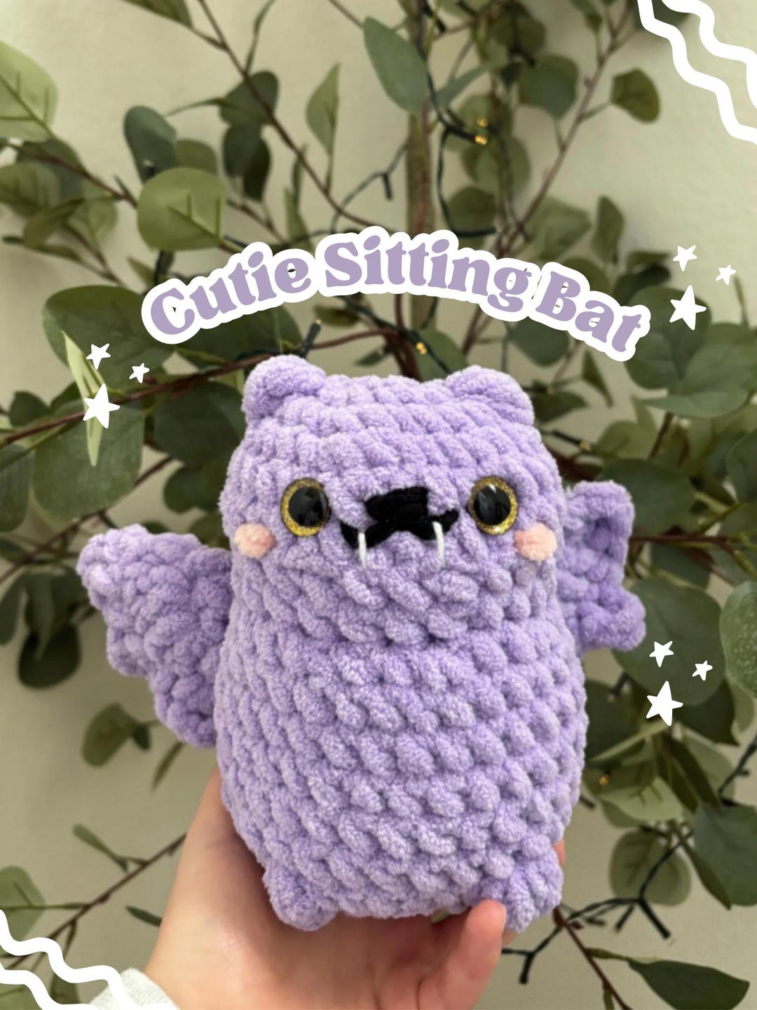 Pastel Purple Sitting Bat | Made to Order | Crochet Plushie, Amigurumi ...