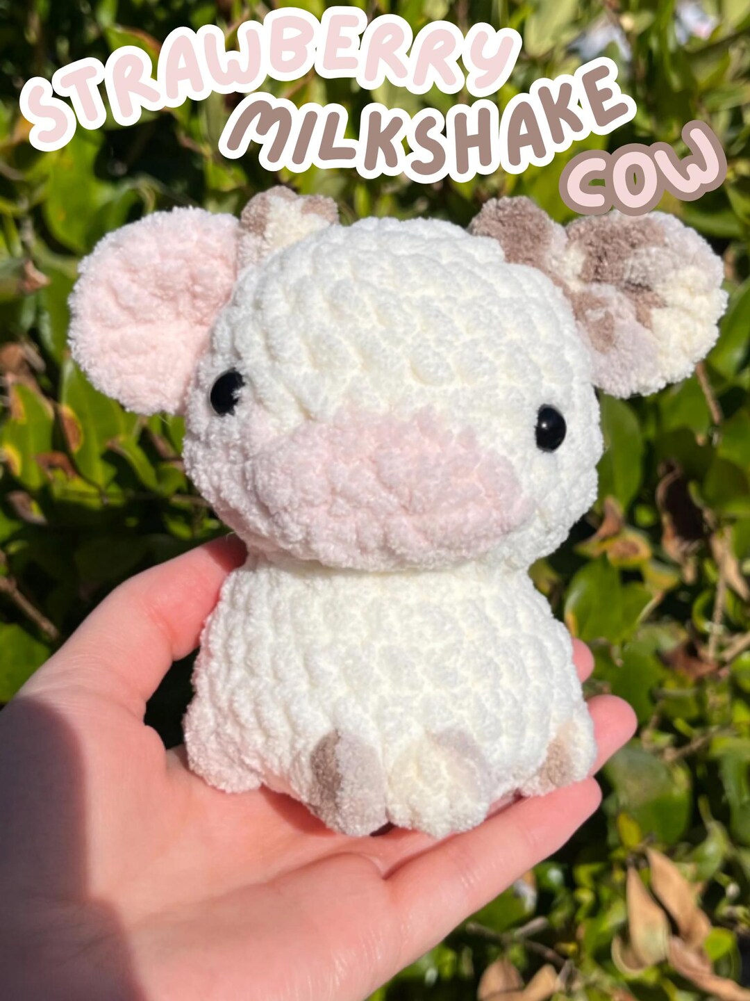 Strawberry Milkshake Crochet Clow Plushie Kawaii Cow Decor Cute Farm ...