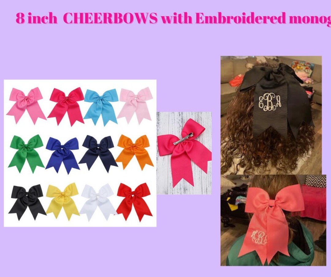 8 Inch Hair Bows With Alligator Clip Personalized Embroidered Monogram ...