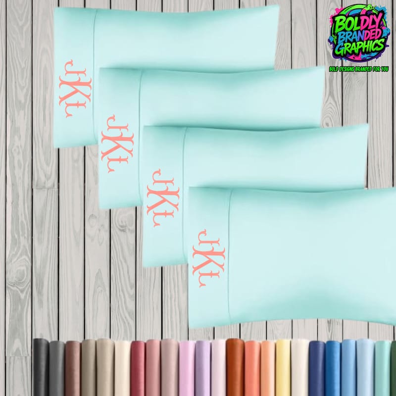 Monogrammed Pillowcases Set - Etsy