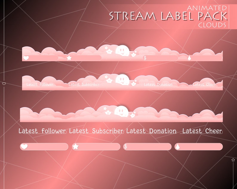 Cloud Animated Stream Overlay Label Pack Ready to Use - Etsy