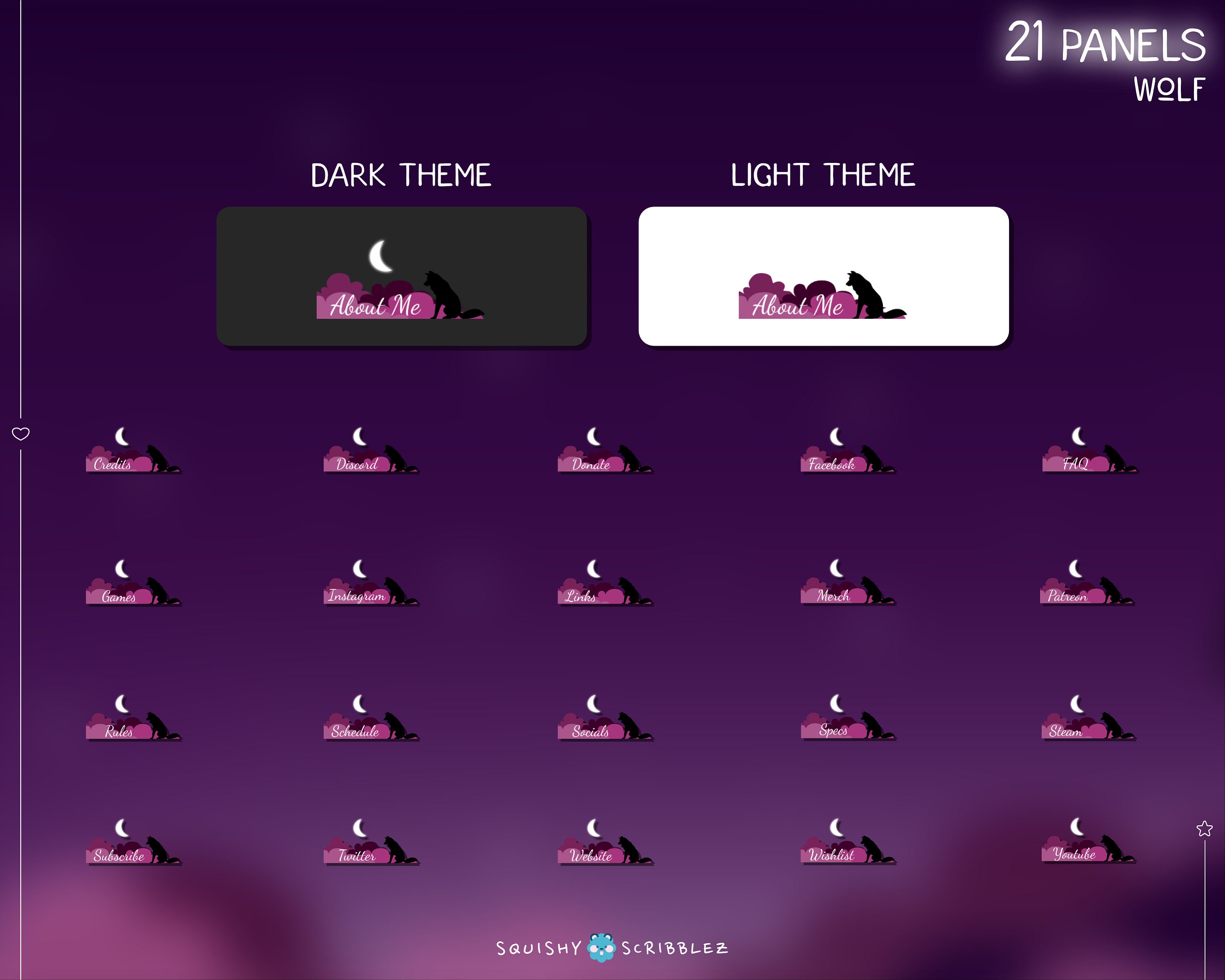 Simple Animated Wolf Stream Package Pink Night Sky Stream Screens ...