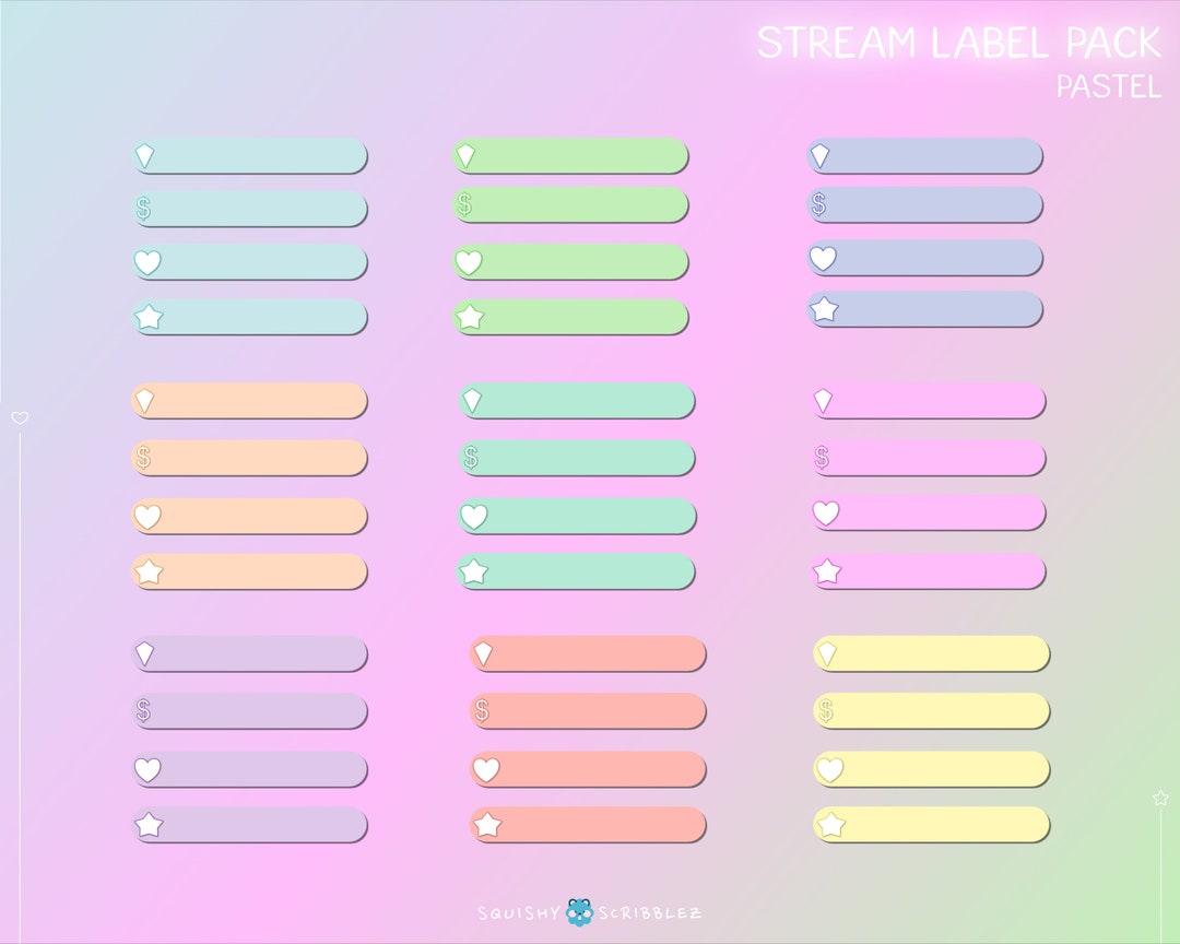 9x Pastel Recent Alert Stream Label Pack 9 Pastel Colors 4 Labels per ...