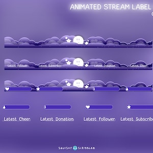 Cloud Animated Stream Overlay Label Pack Ready to Use Twitch Recent ...