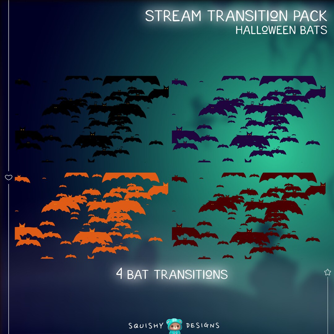 4x Bat Transitions for Twitch Halloween Stinger Twitch Streamer Stream ...