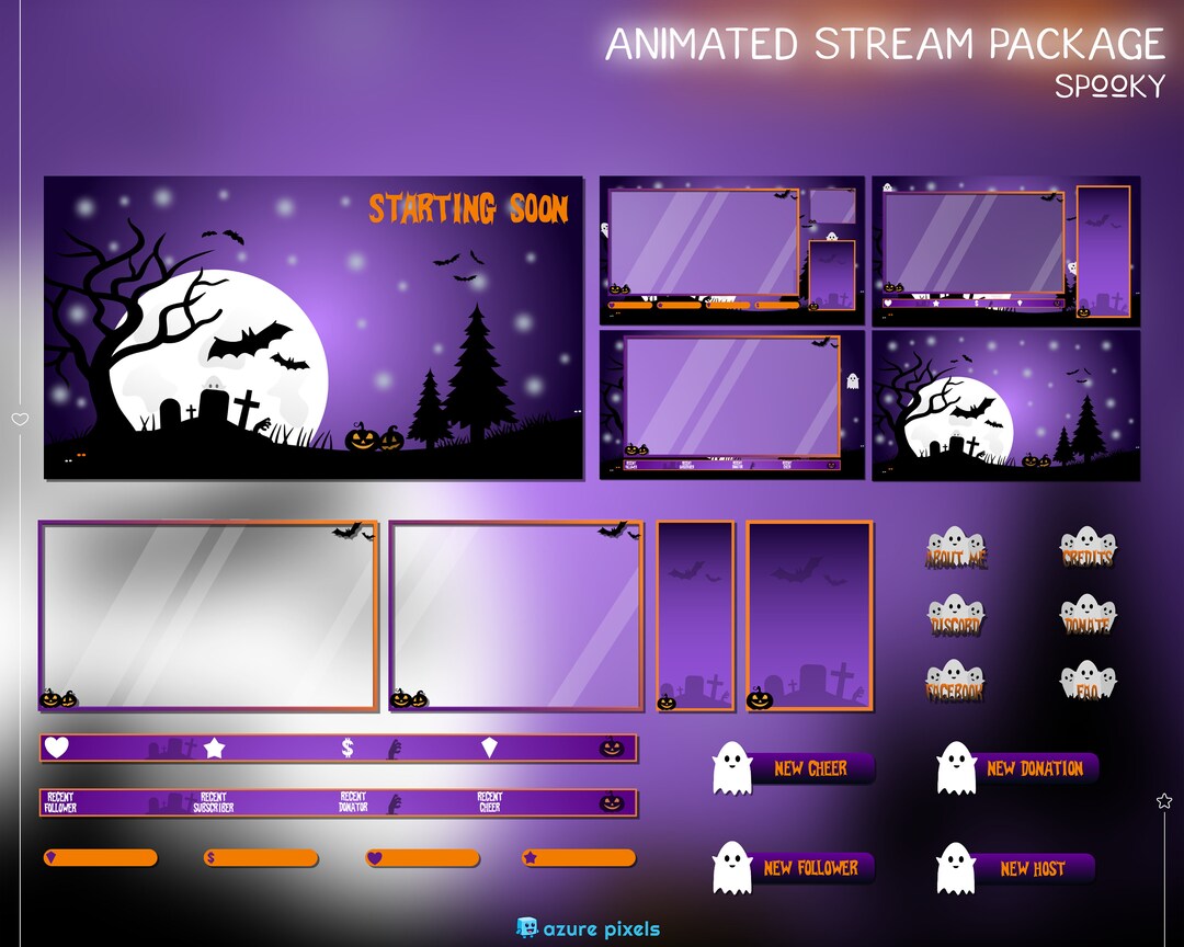Purple Spooky Halloween Stream Package Ready to Use Spooky Ghost Twitch ...