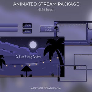 Night Beach Twitch Overlay – Animated Stream Bundle With Panels ...