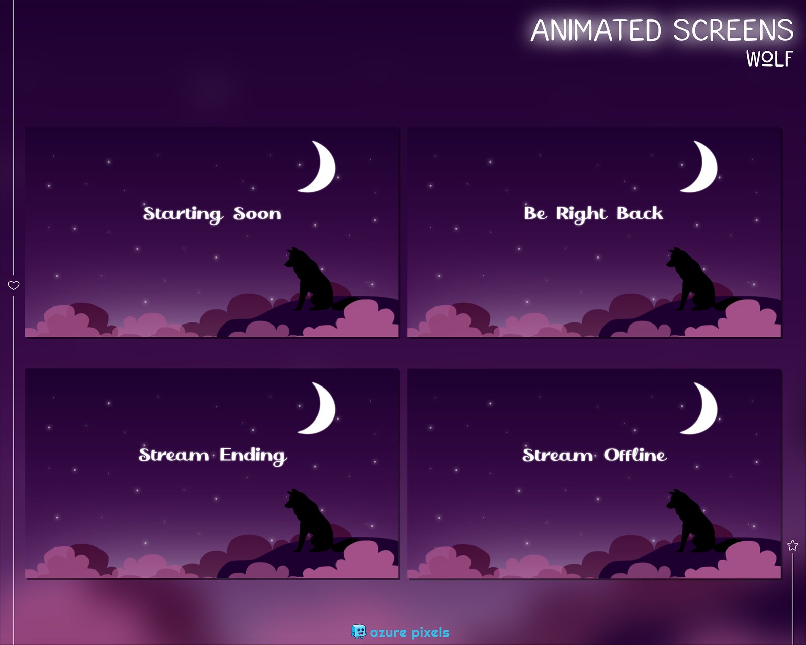 Simple Animated Wolf Stream Package Pink Night Sky Stream Screens ...