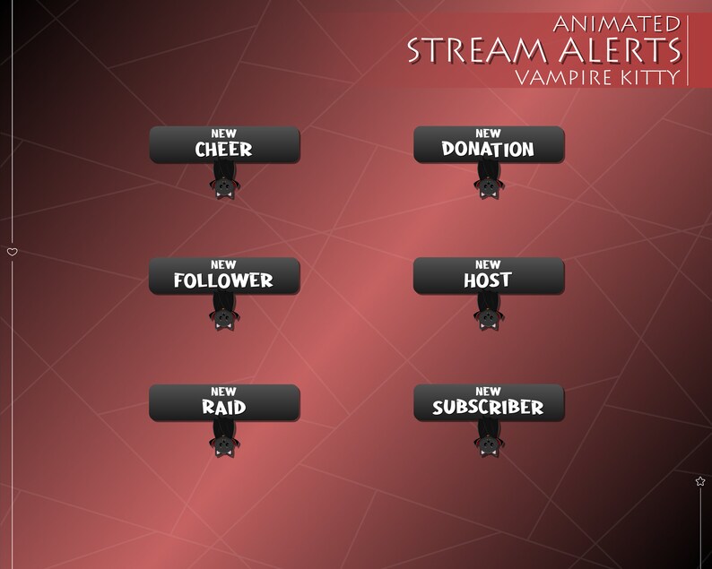 Vampire Kitty Stream Package Animated Frames Animated - Etsy