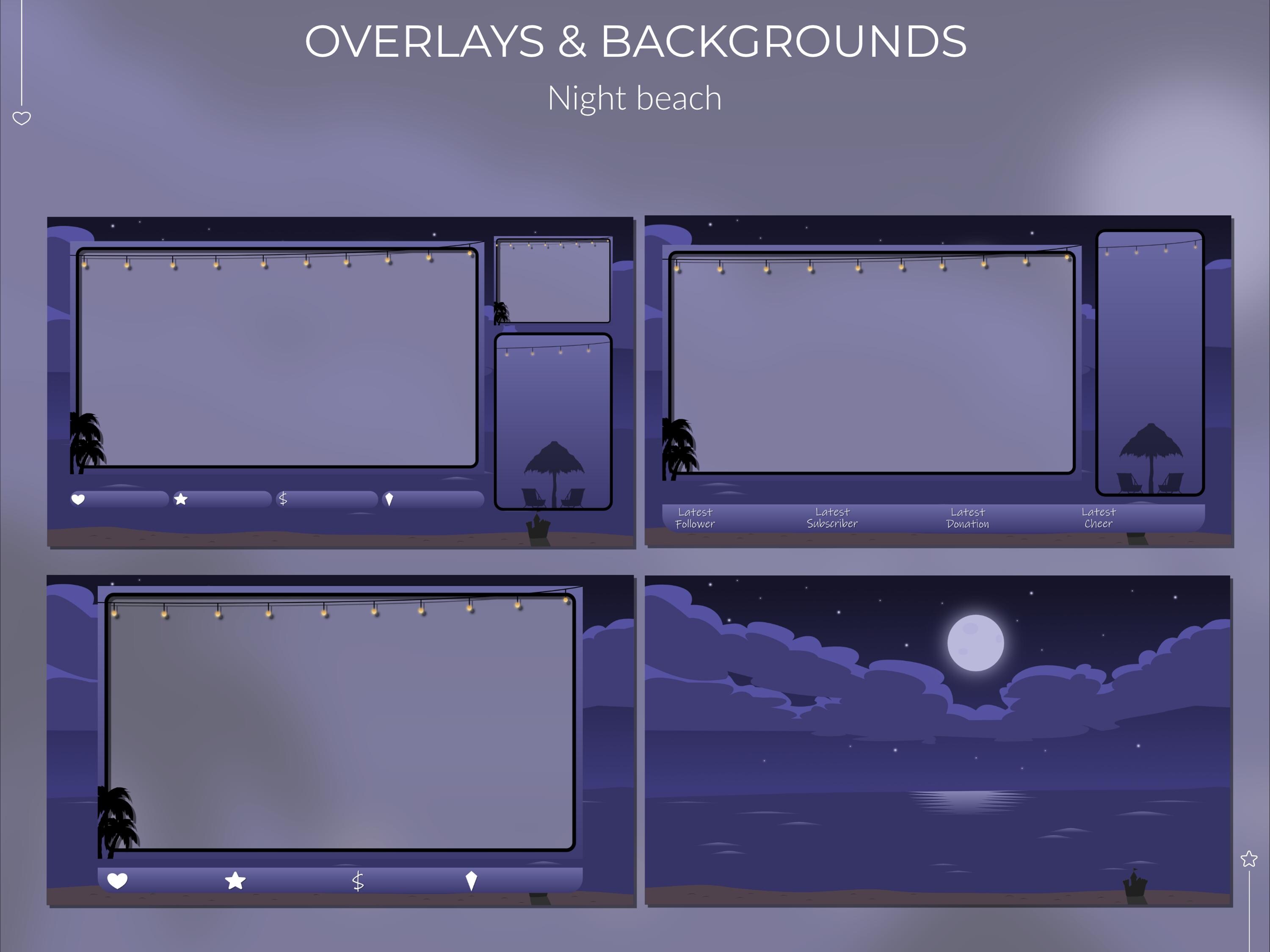 Night Beach Twitch Overlay – Animated Stream Bundle With Panels ...