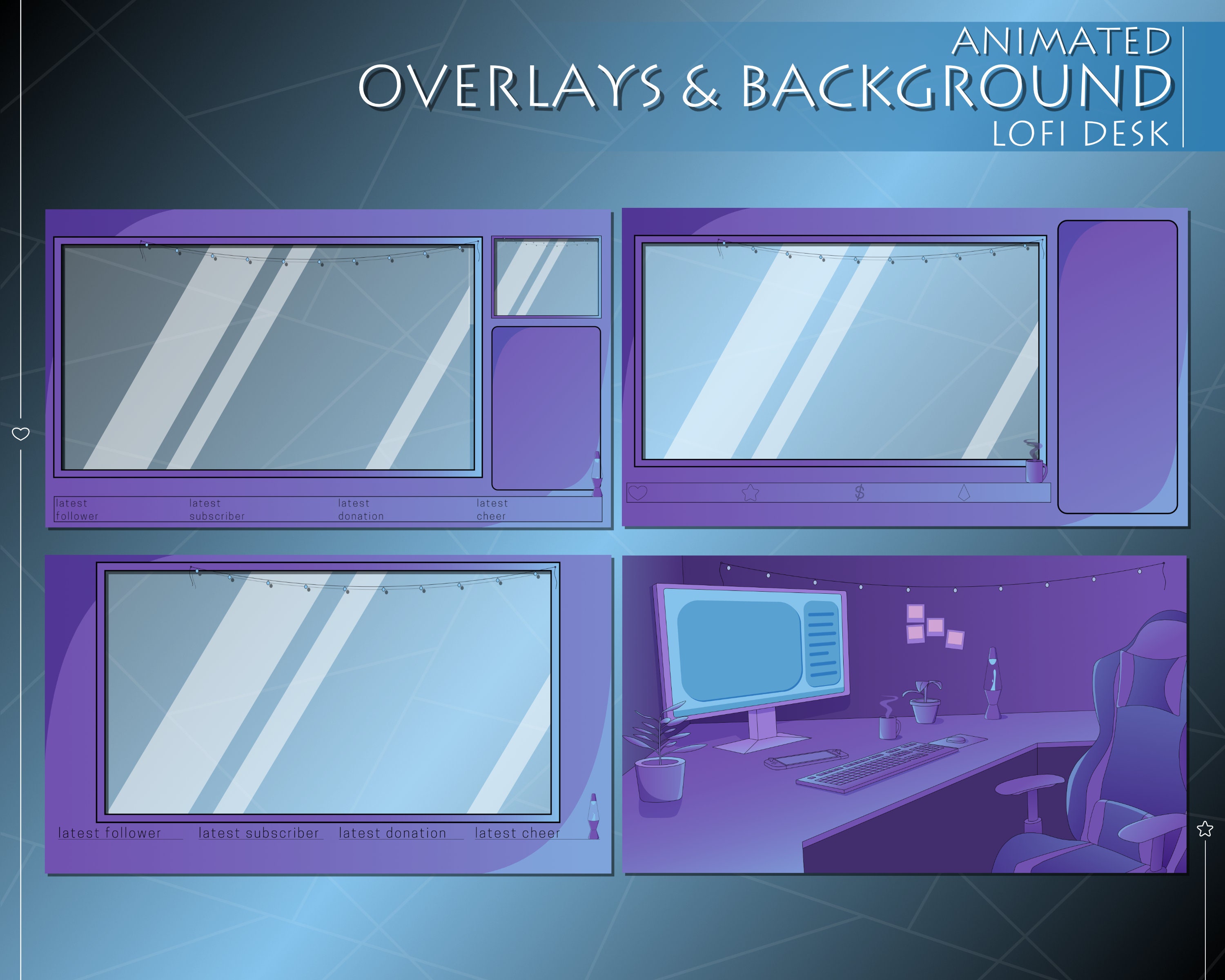 Lofi Desk Stream Package Animated Twitch Overlays - Etsy