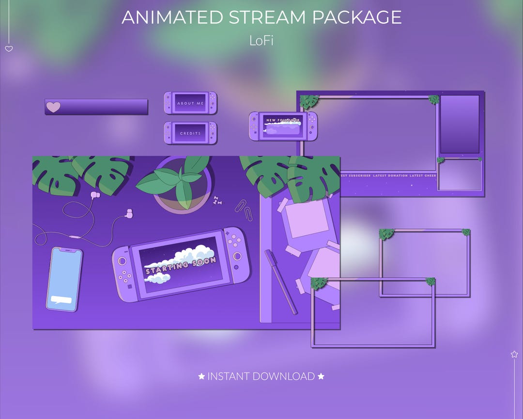 Lofi Stream Package – Animated Desk Setup | Cozy Stream Overlay ...