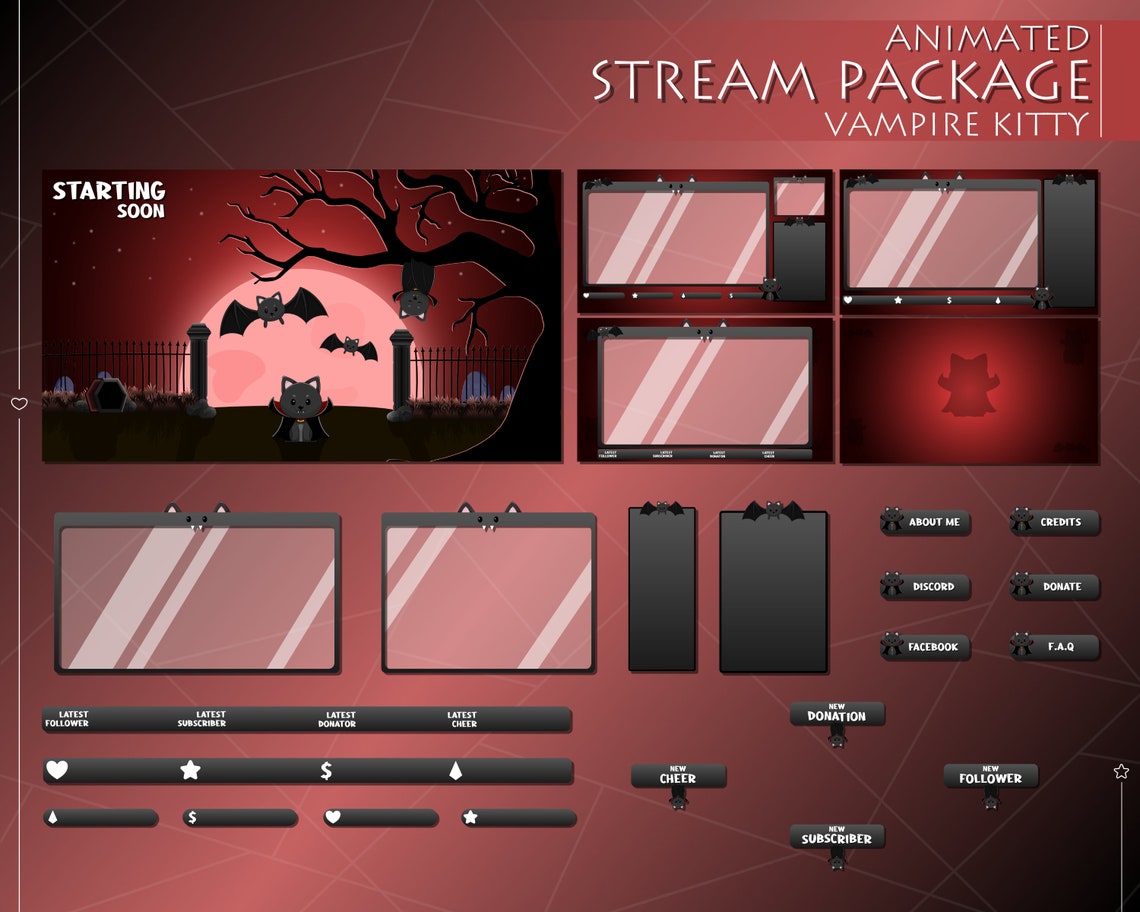 Vampire Kitty Stream Package Animated Frames Animated - Etsy