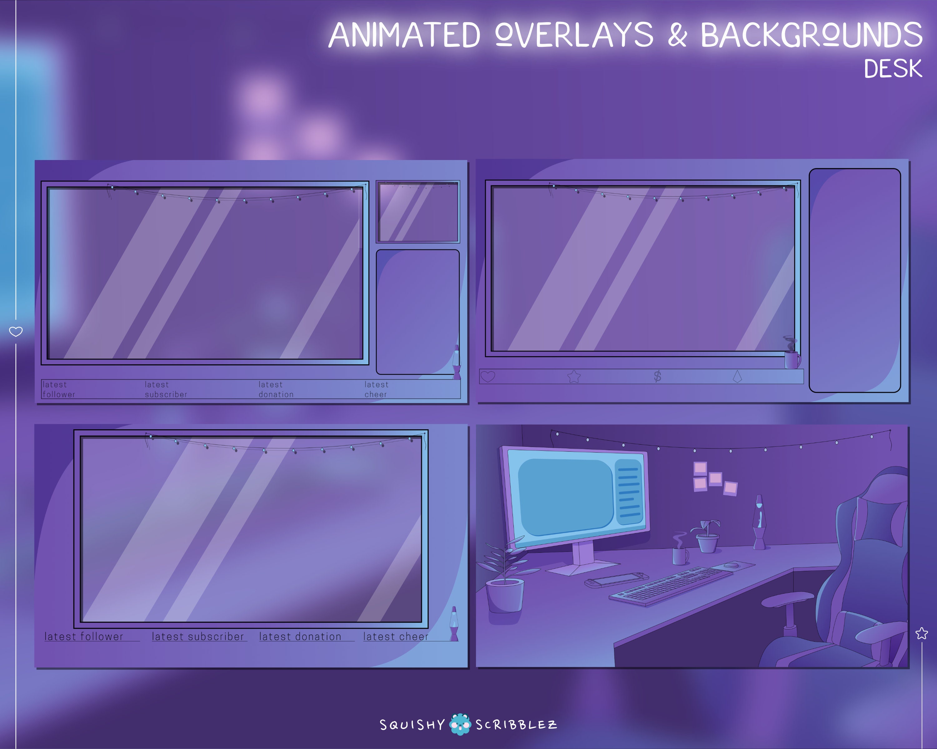 Lofi Desk Stream Package Animated Twitch Overlays - Etsy Australia