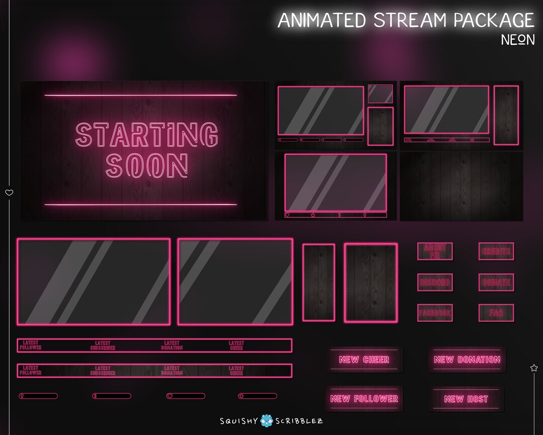 Neon Pink Stream Package Pink Funky Aesthetic Streamer Graphics Neon ...
