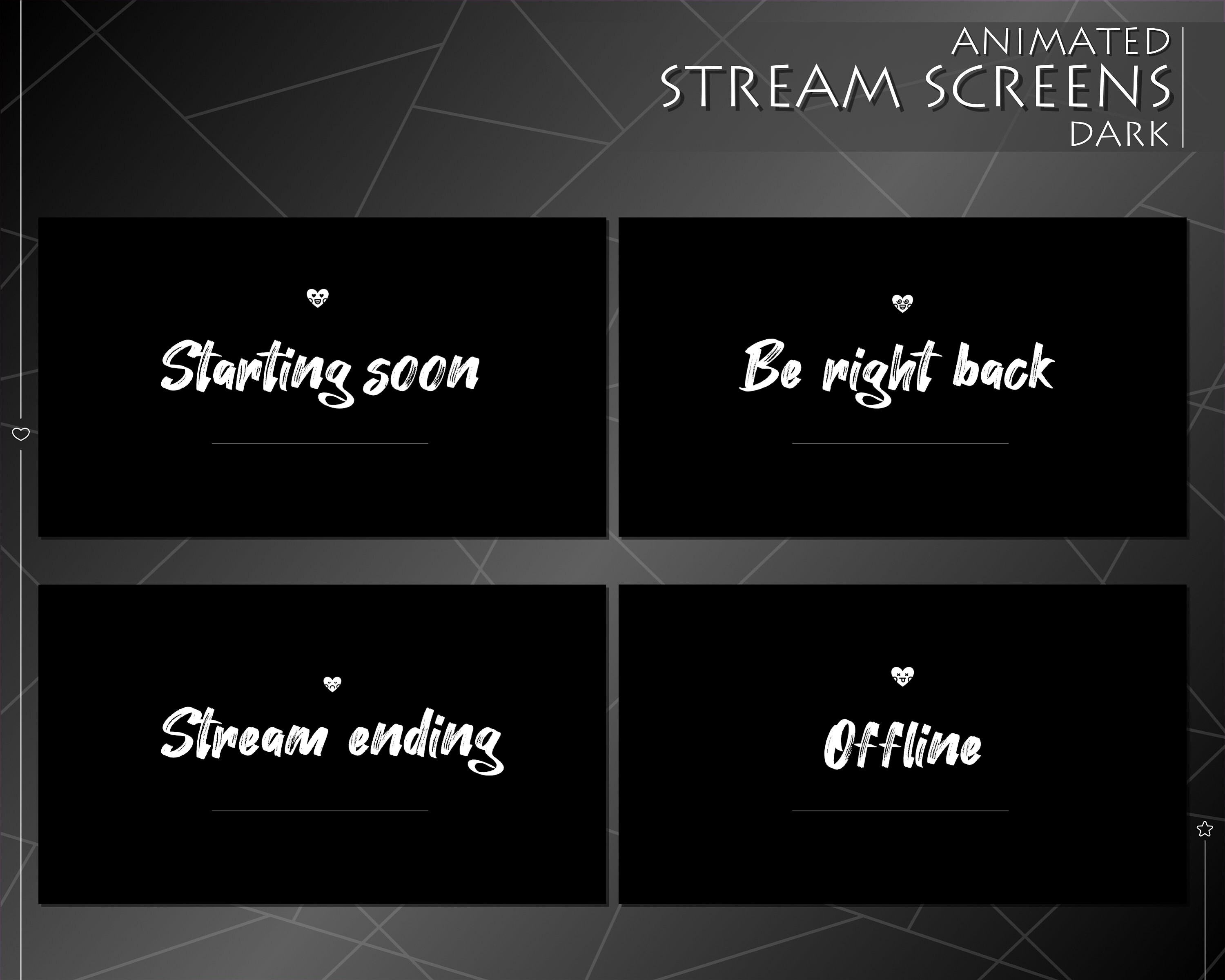 Dark Theme Stream Package Screens Overlays Alerts - Etsy