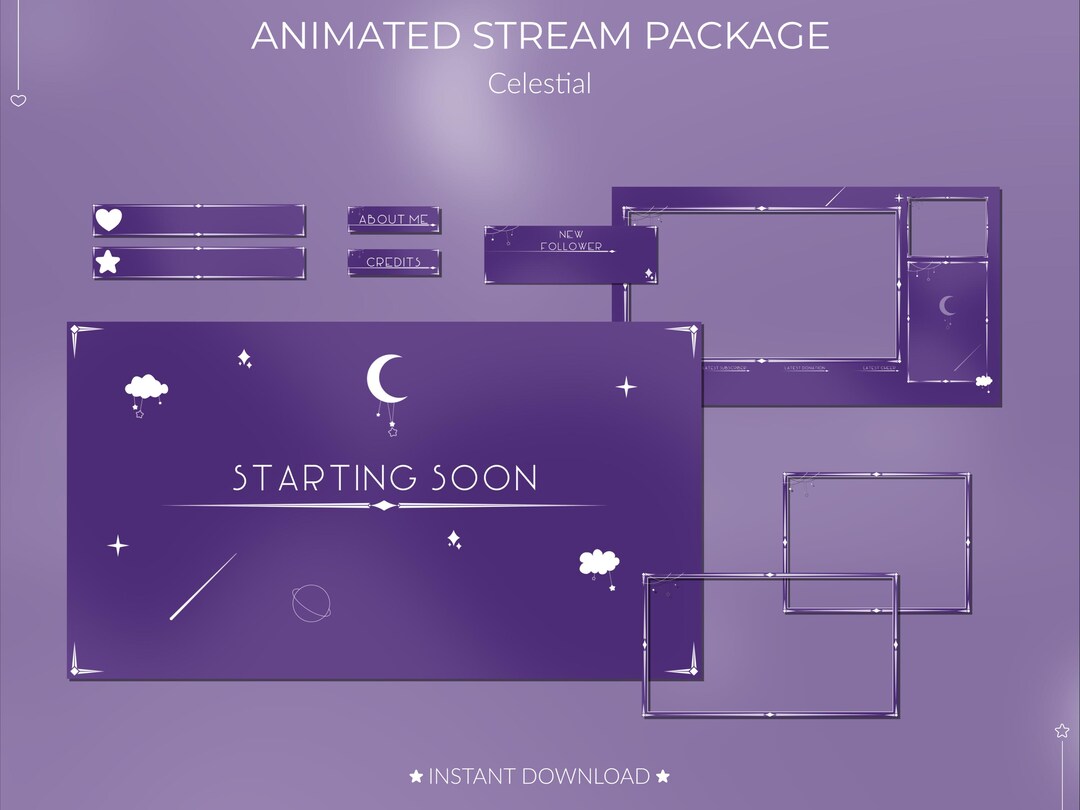 Celestial Stream Package - Animated Purple Stream Bundle W/ Alerts ...