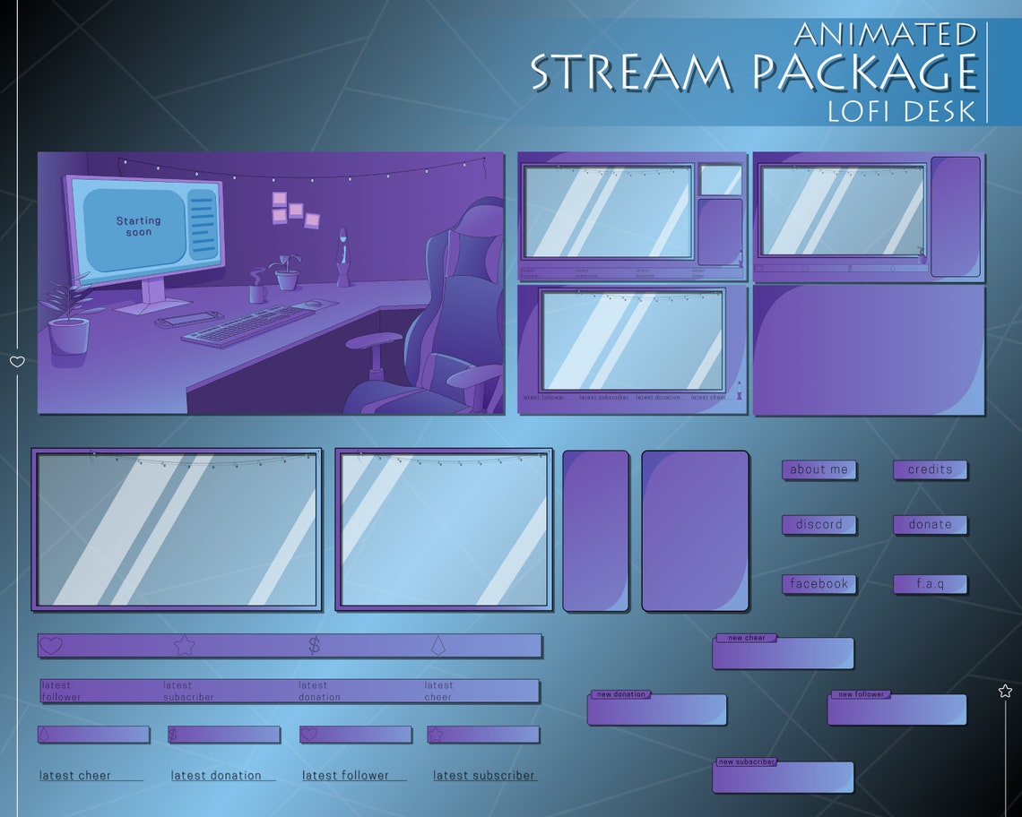 Lofi Desk Stream Package Animated Twitch Overlays - Etsy