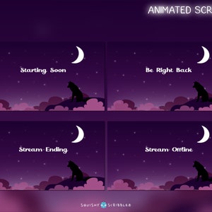 Simple Animated Wolf Stream Package Pink Night Sky Stream Screens ...