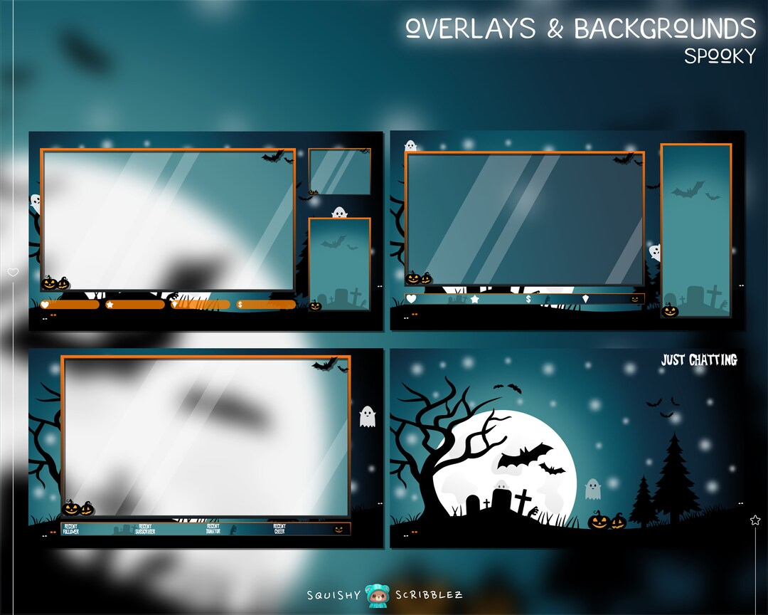 Spooky Stream Overlay Pack Animated Background Frames Recent Alerts ...