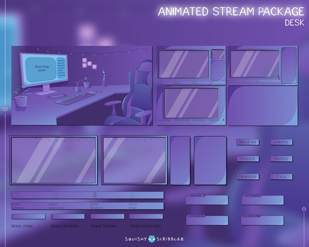Lofi Desk Stream Package Animated Twitch Overlays Chill Cozy Alerts ...